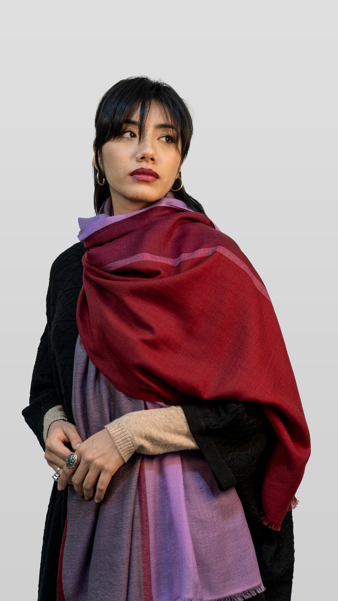 Color 1 Merino Wool 4 Fold Scarf - Erisha International